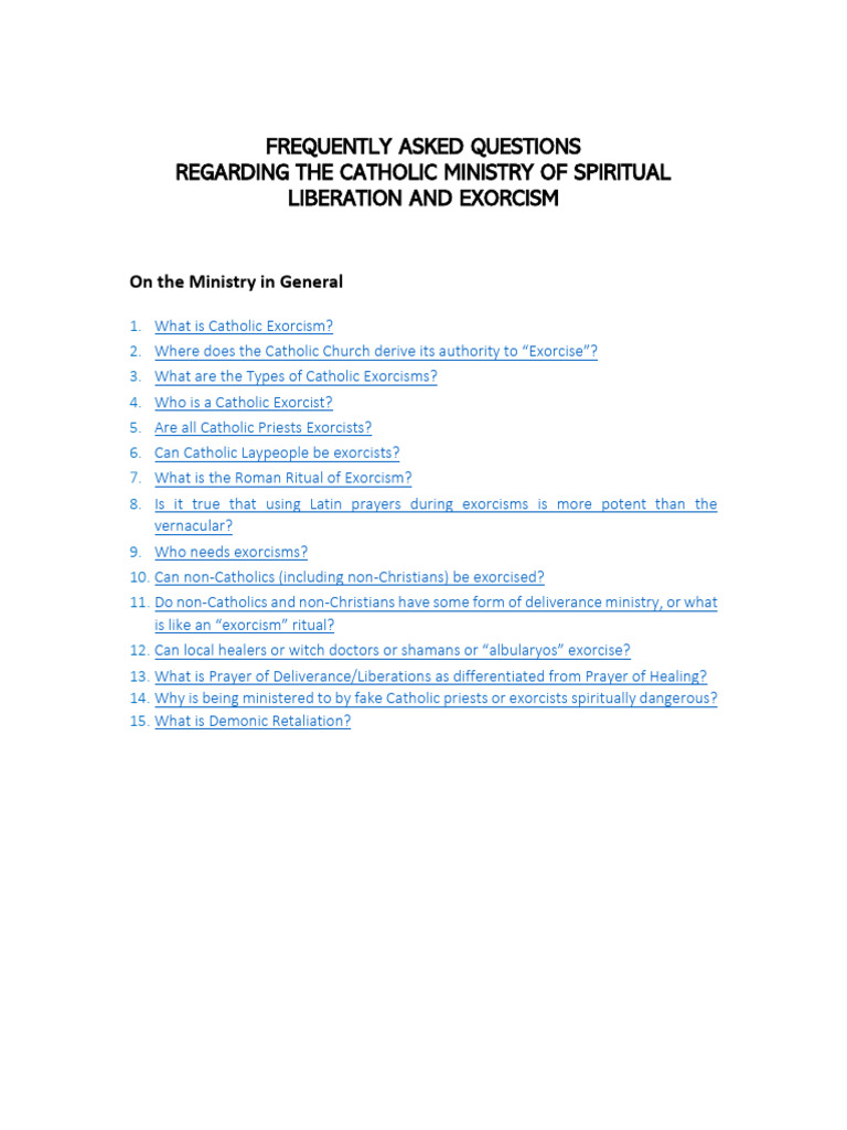 Catholic Exorcism FAQs and Insights | PDF | Exorcism | Deliverance Ministry
