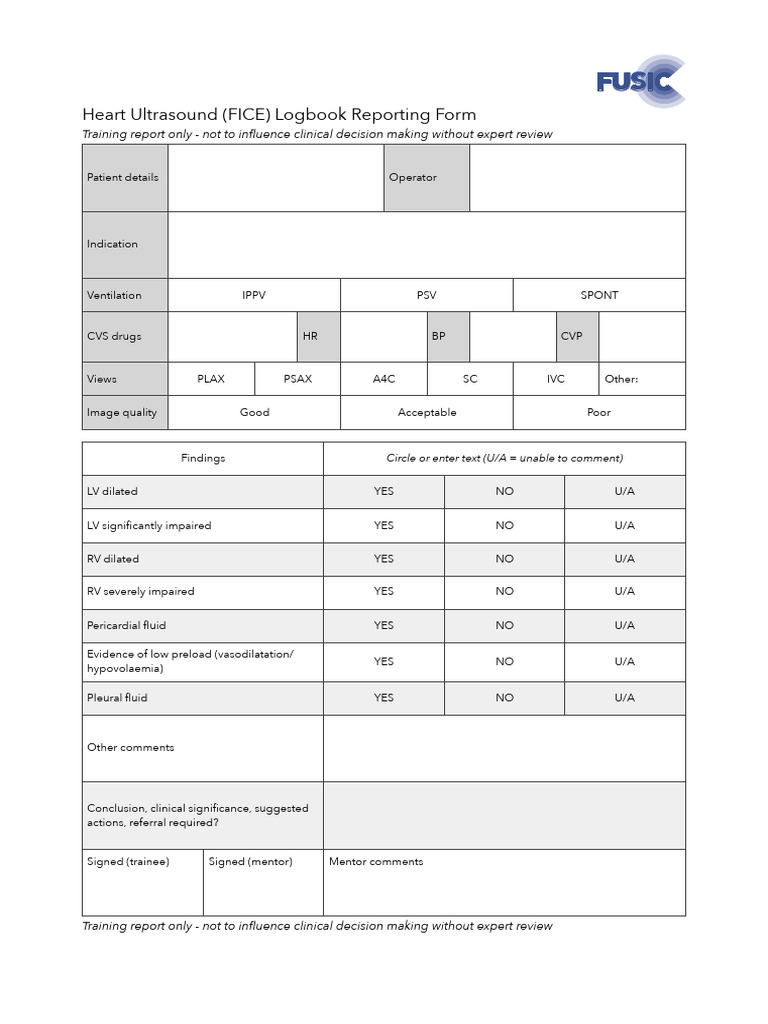 FUSIC Heart Logbook Reporting Form | PDF