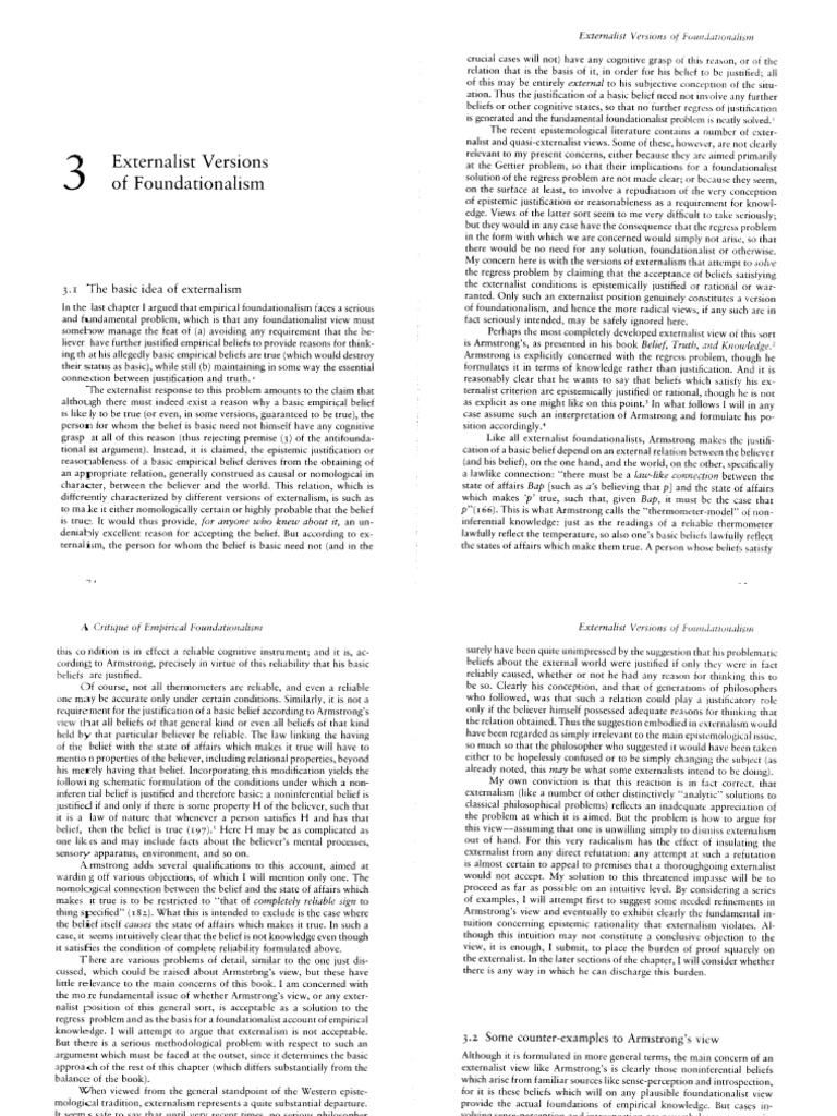 Bonjour, Lawrence. 1985. The Structure of Empirical Knowledge, Chapter ...