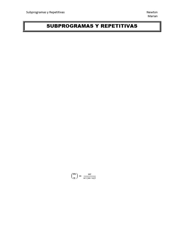 Subprogramas y Repetitivas | PDF