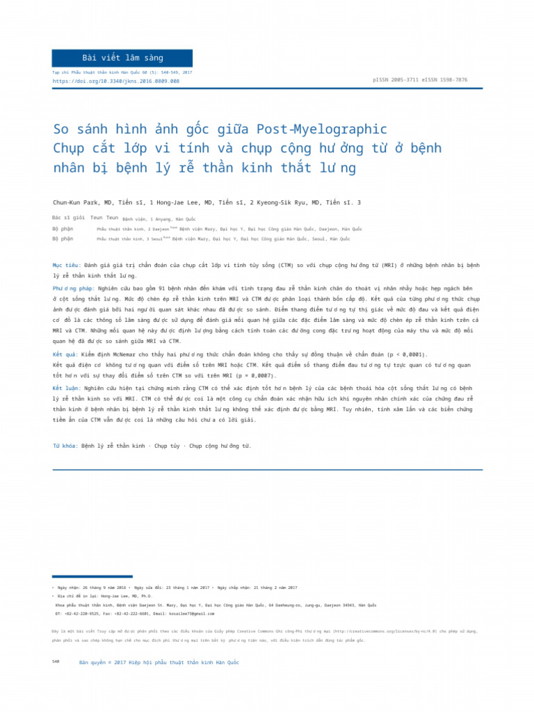 Comparison of Root Images Between Post-Myelographic | PDF