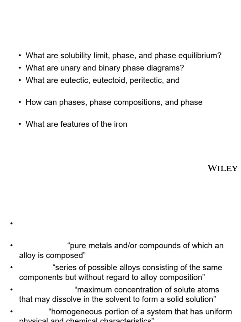 MSE 500 Fall 2023 Lecture 012 Ch9 | PDF | Phase (Matter) | Phase Diagram