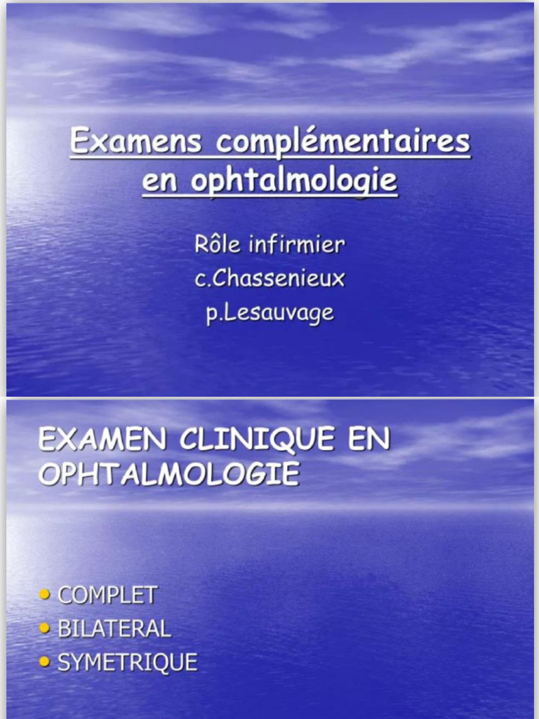 Ophtalmologie Examens Complémentaires | PDF
