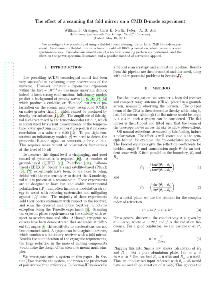 The Effect of A Scanning Flat Fold Mirror On A CMB B-Mode Experiment ...