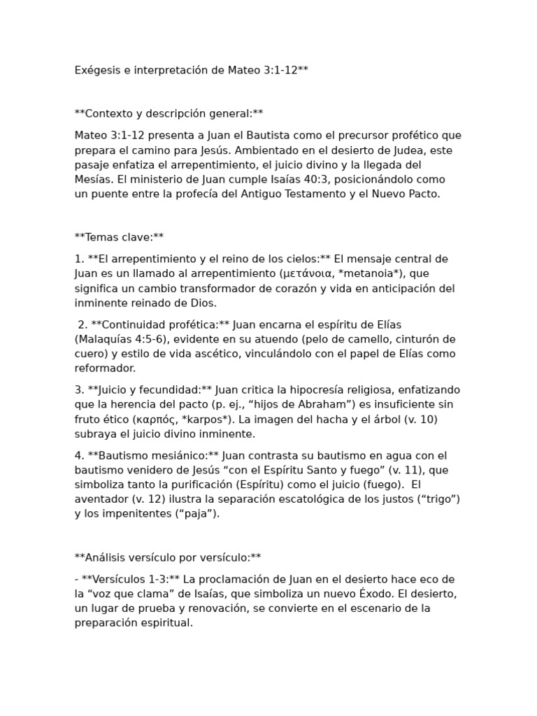 Mateo 3 | PDF | Jesús | Evangelio de Mateo