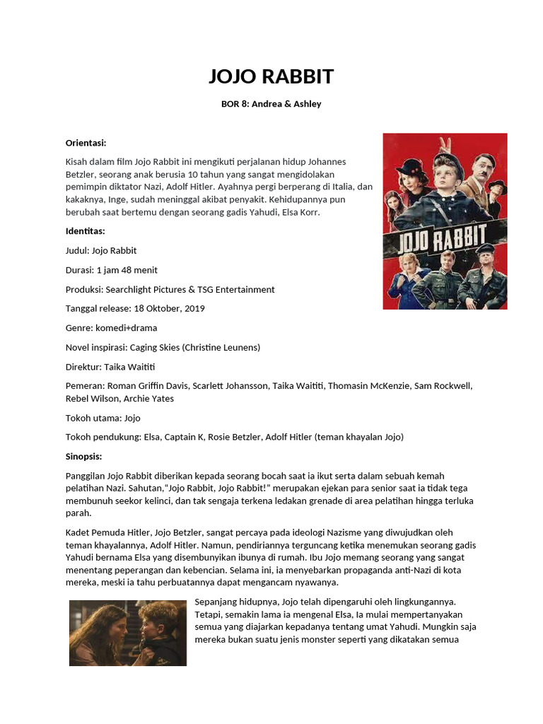 Sinopsis Film Jojo Rabbit | PDF