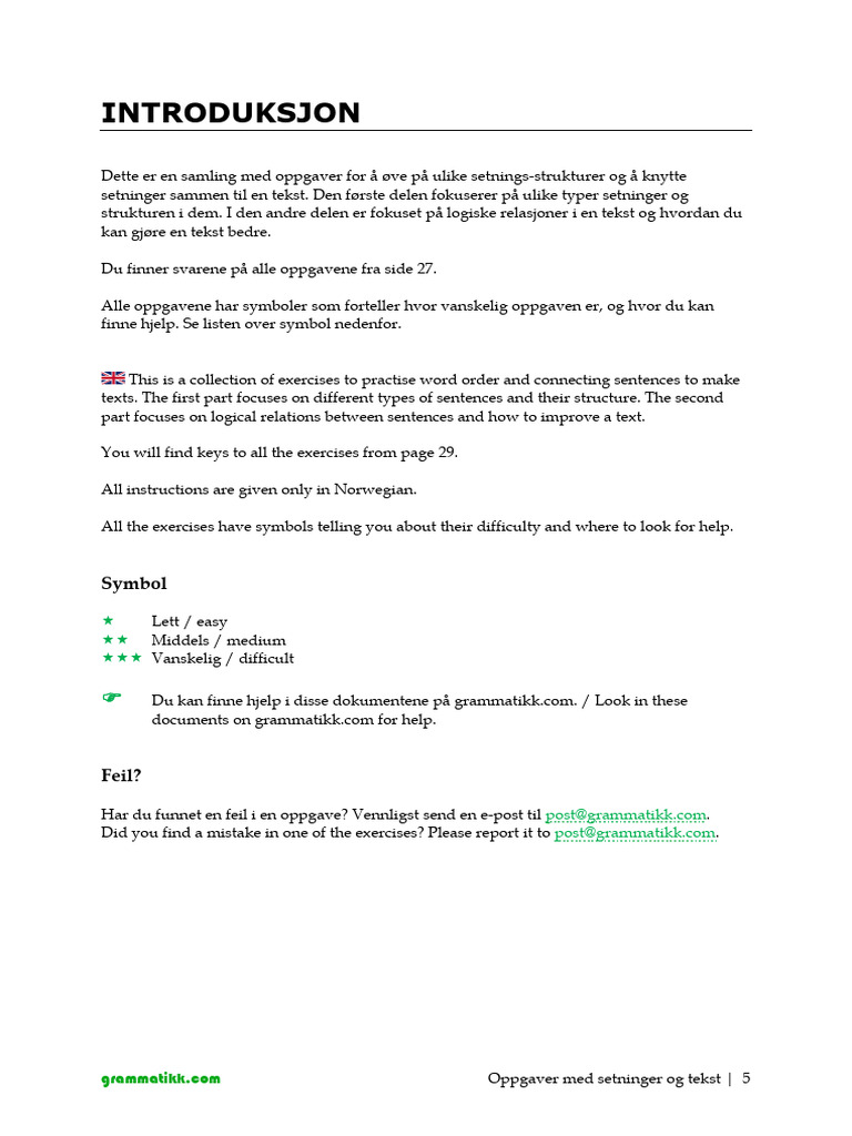 Oppgaver SETNINGER | PDF