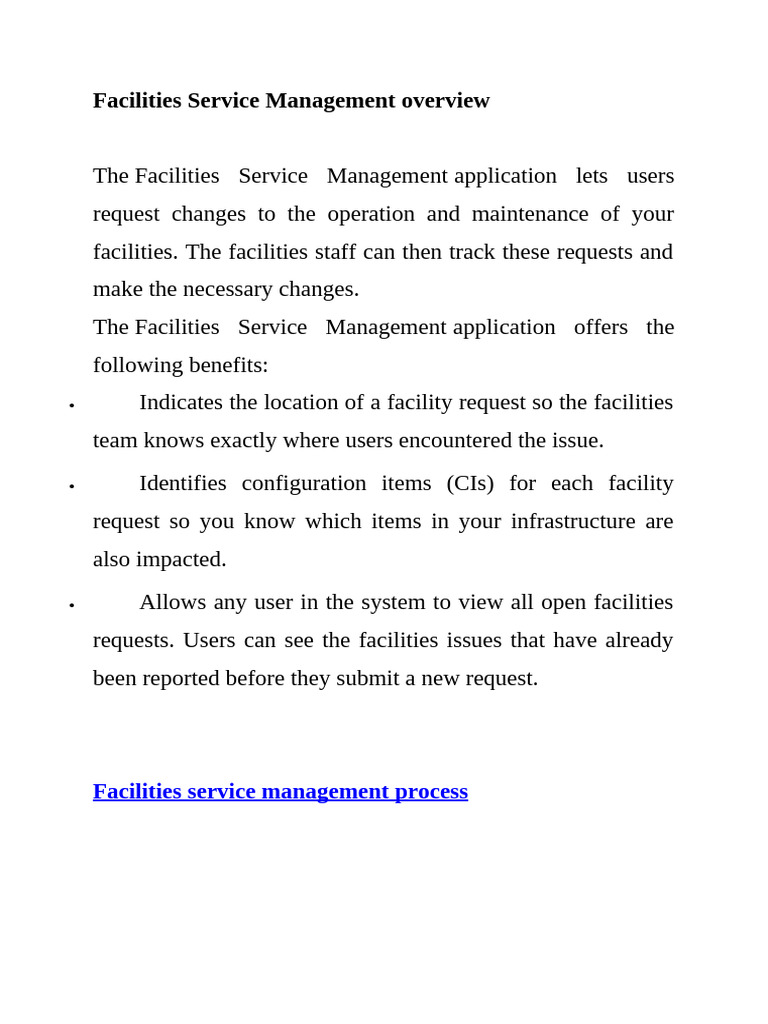 Facilities Service Management Overview | PDF | Hierarchy