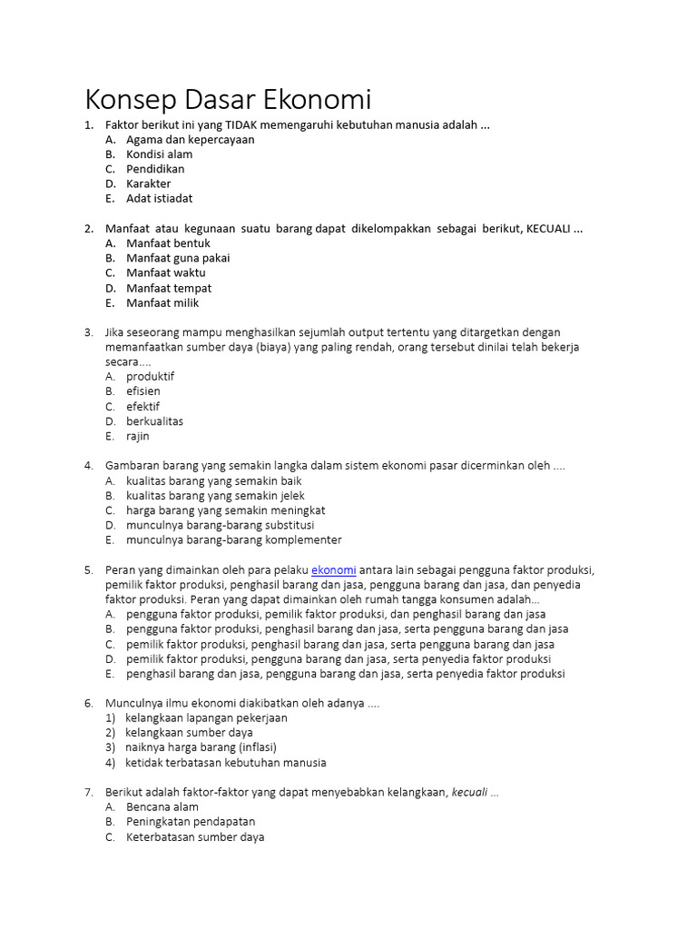 Konsep Dasar Dan Mikro Ekonomi | PDF