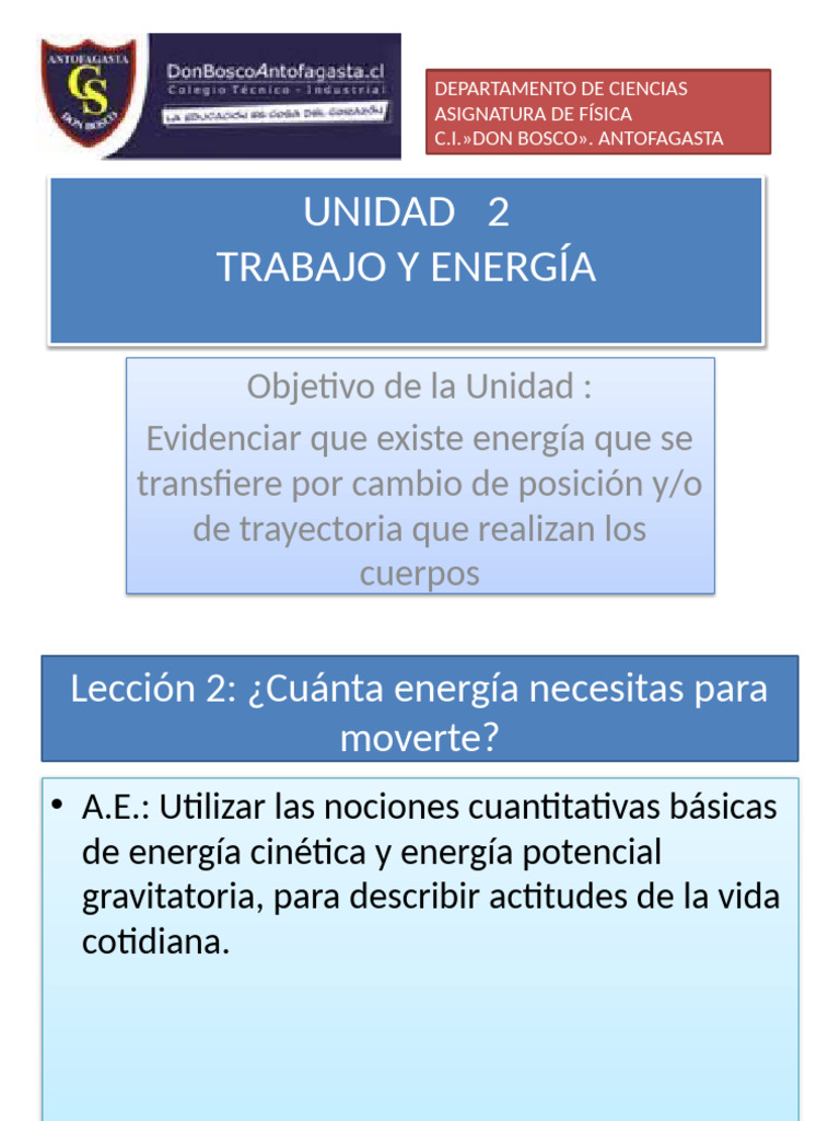 2 Unidad II Trabajo y Energia | PDF | Impulso | Fuerza