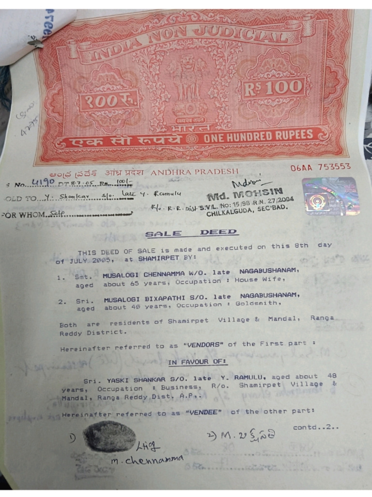 Shankar Goud Sale Deed | PDF