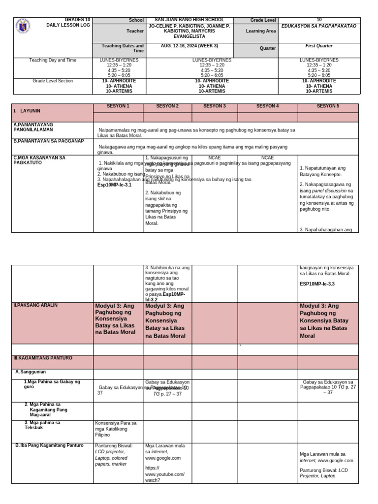ESP10-WEEK3-Q1 | PDF