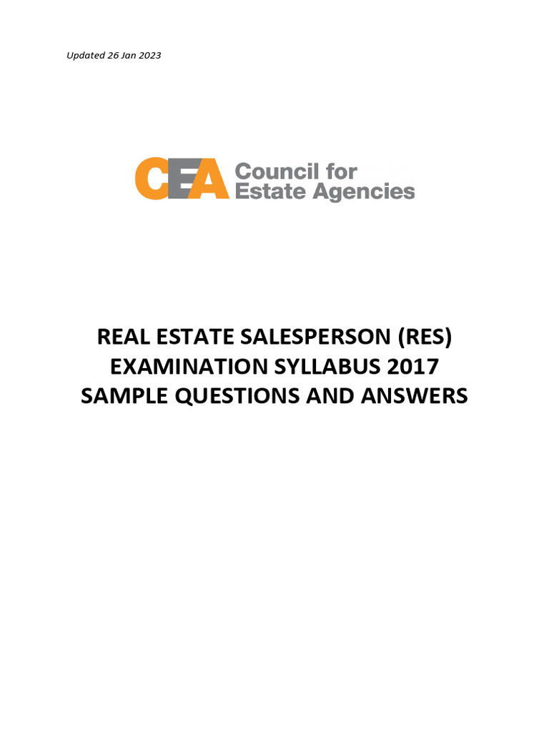 Standard Set RES Exam Sample Questions and Answers 26 Jan 2023 | PDF ...