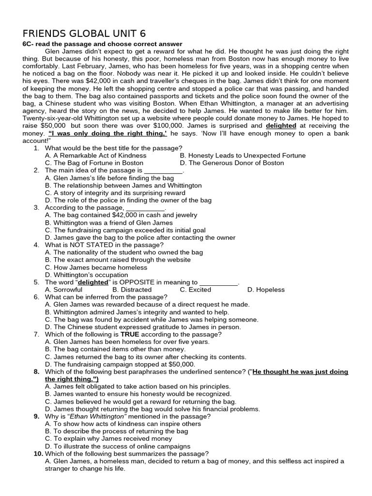 Unit 6 Friends Global 10 | PDF