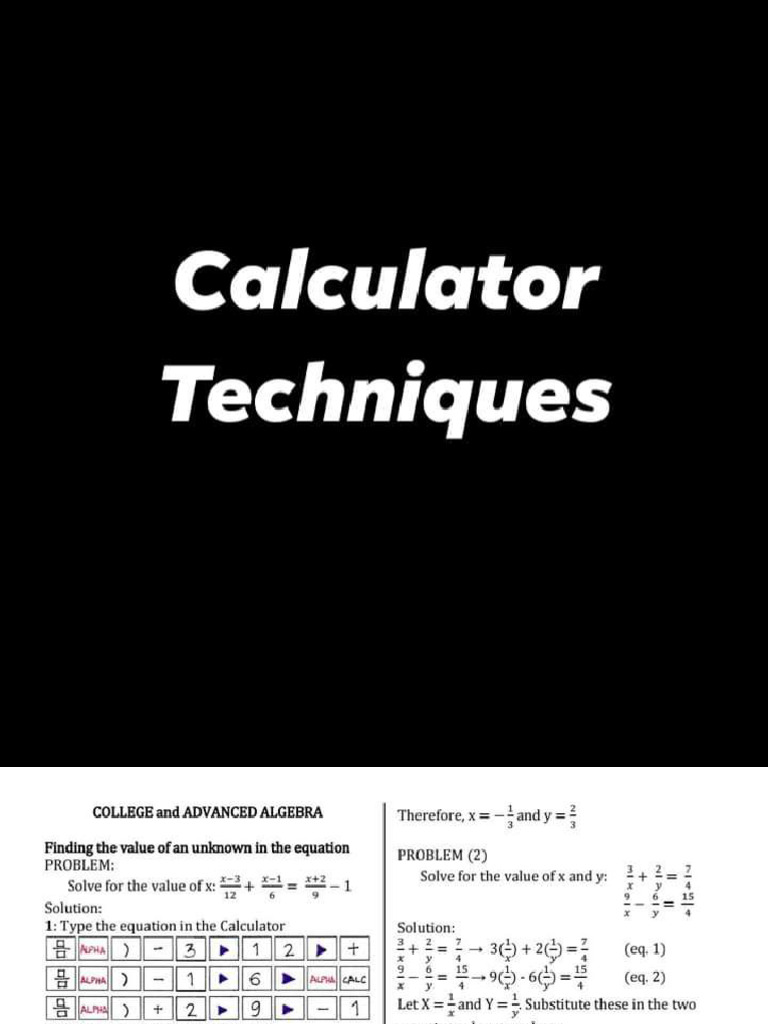 Calculator Techniques | PDF