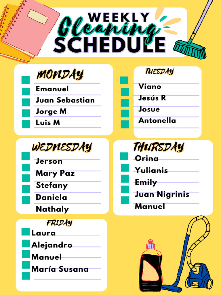Weekly Cleaning Schedule | PDF