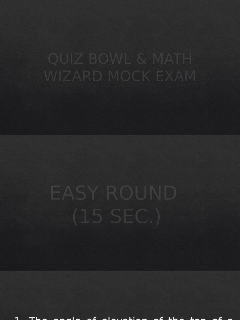 Quiz Bowl & Math Wizard Mock Exam | PDF | Equations