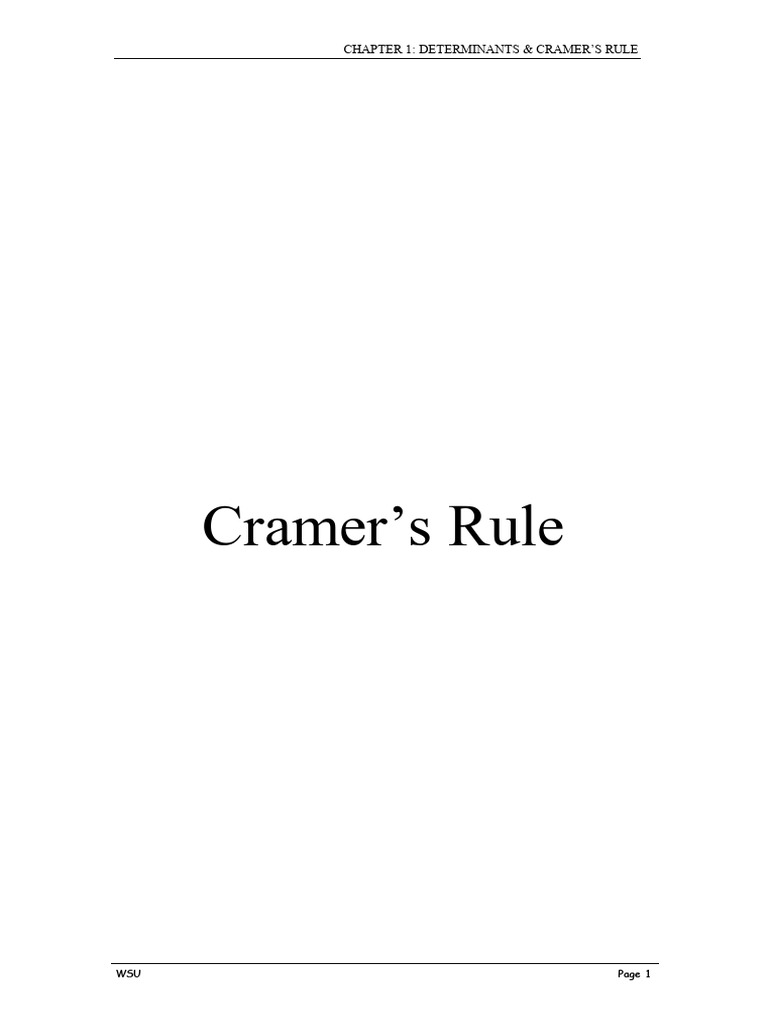 Chapter 1 Determinants & Cramer's Rule | PDF | Determinant | Matrix (Mathematics)