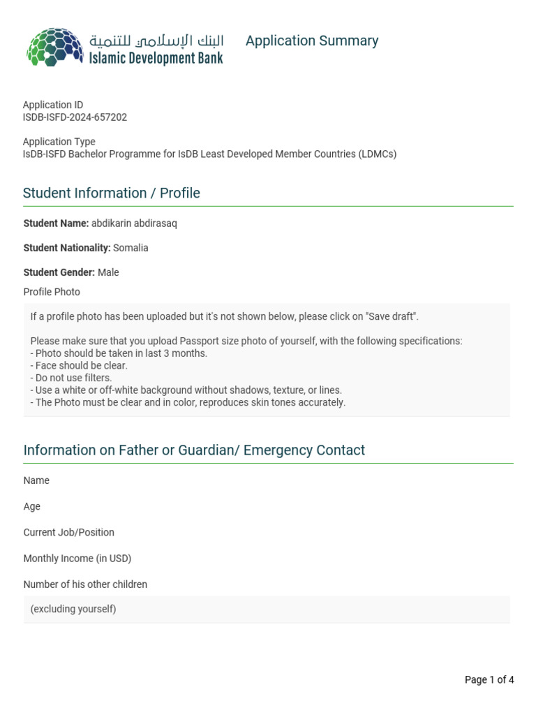Application Summary | PDF | University And College Admission