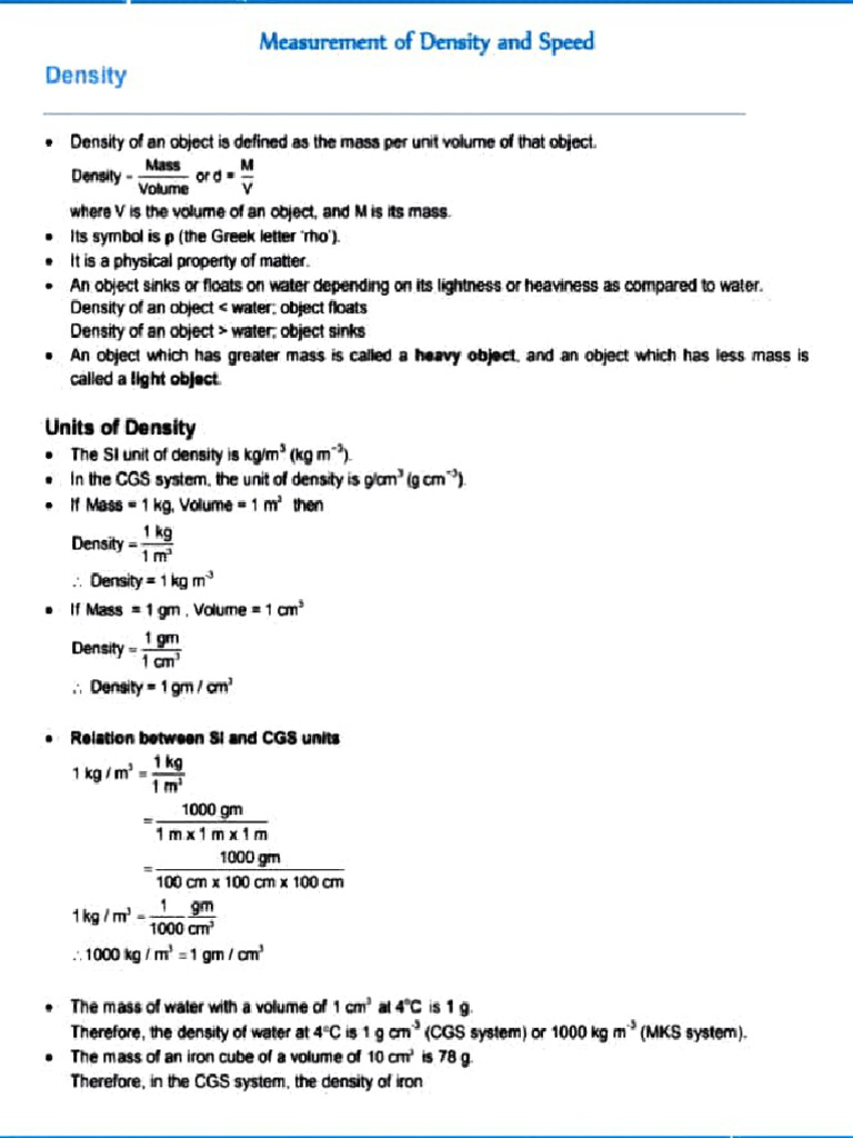 Understanding Density, Volume, and Speed | PDF | Area | Volume