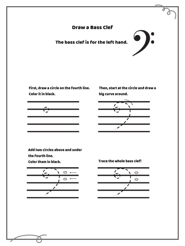 How to Draw a Bass Clef Step-by-Step | PDF