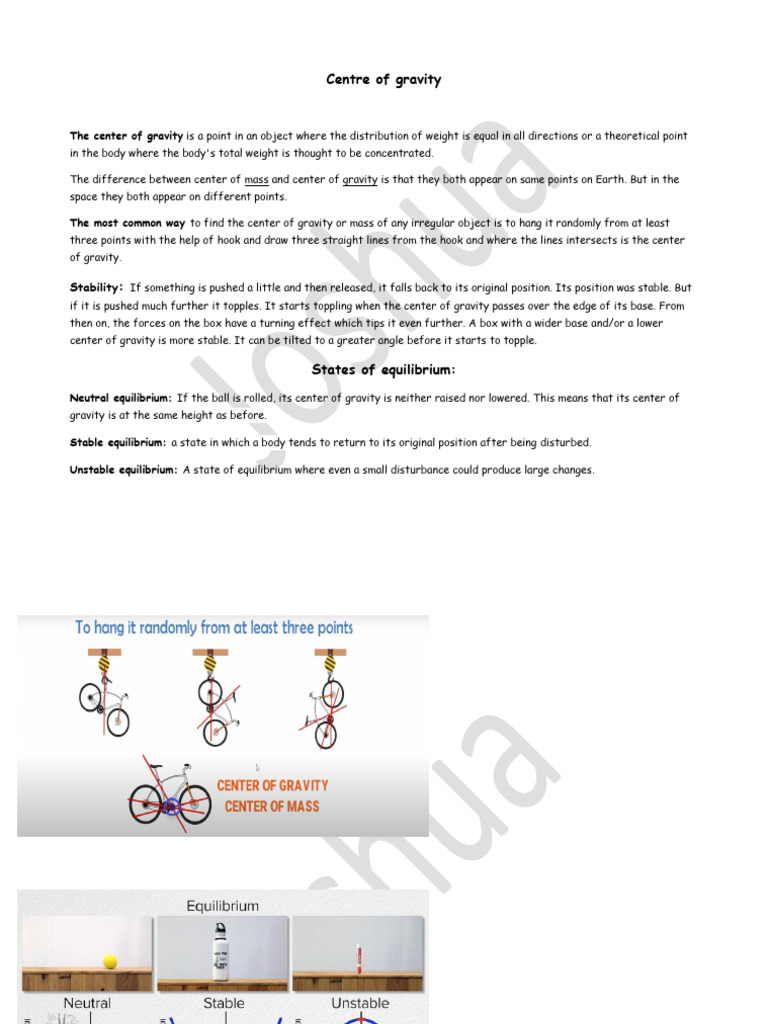 4 Centre of Gravity and States of Equilibrium | PDF
