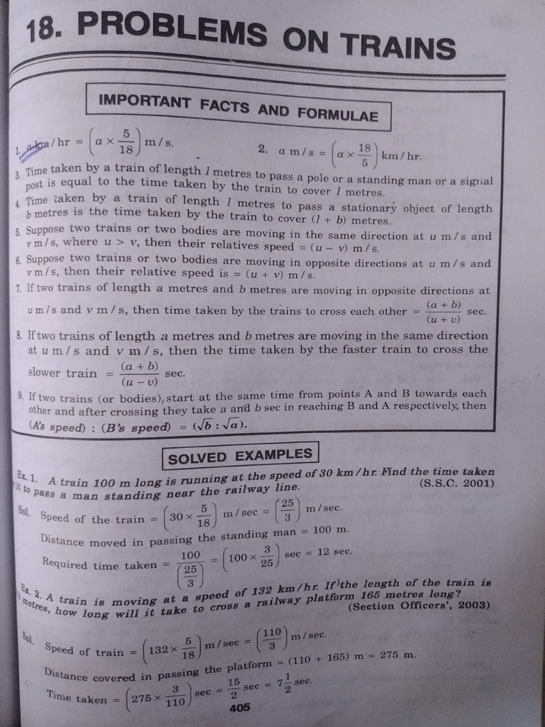 Problems On Trains Solved | PDF