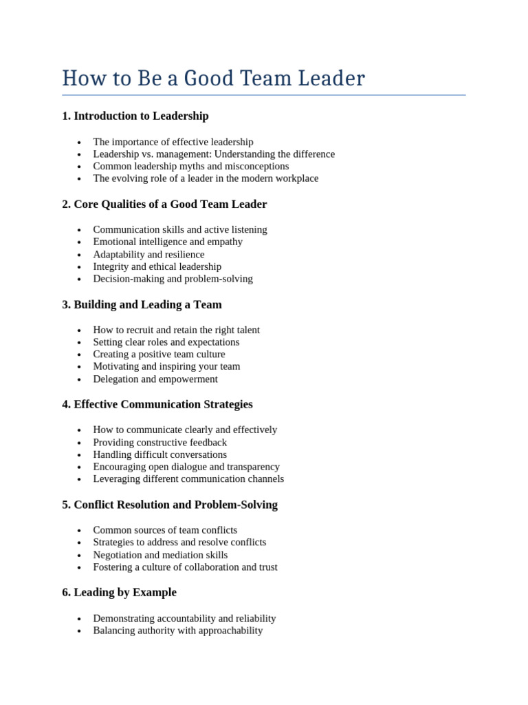 How To Be A Good Team Leader | PDF | Leadership | Decision Making