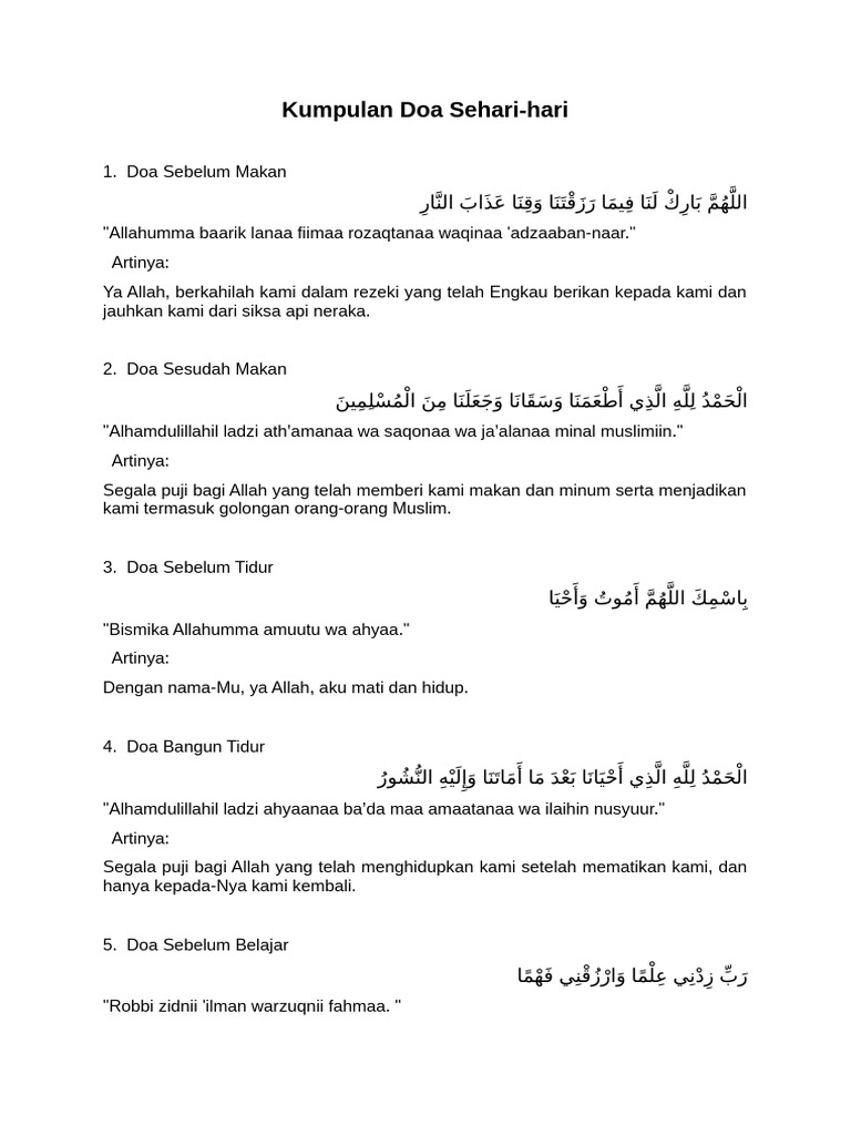 Kumpulan Doa Sehari Hari | PDF