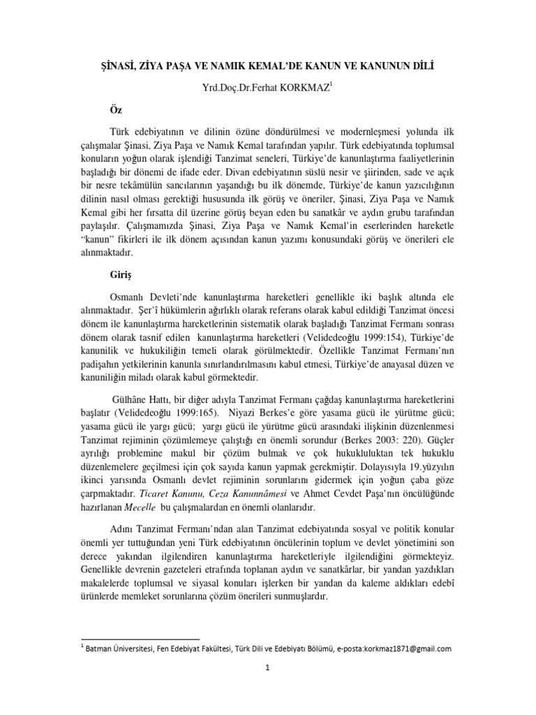 Sinasi Ziya Pasa Ve Namik Kemalde Kanun | PDF
