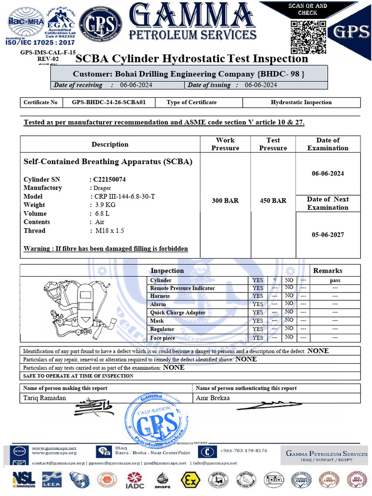 SCBA Cylinder Hydrostatic Test | PDF | Underwater Diving | Pressure