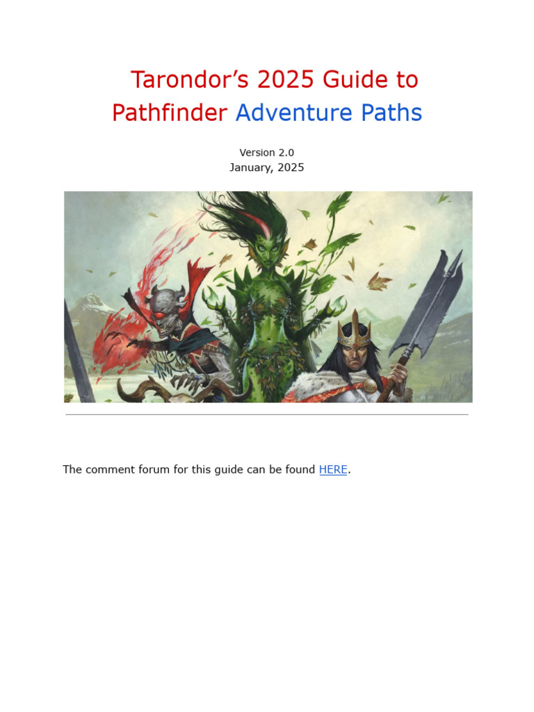 Tarondor's 2025 Guide To Pathfinder Adventure Paths | PDF | D20 System ...