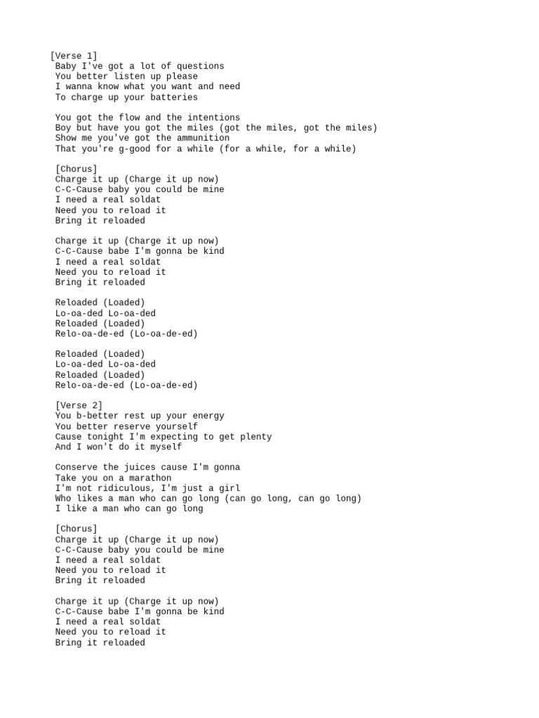 Lady Gaga 'Reloaded' Lyrics | PDF
