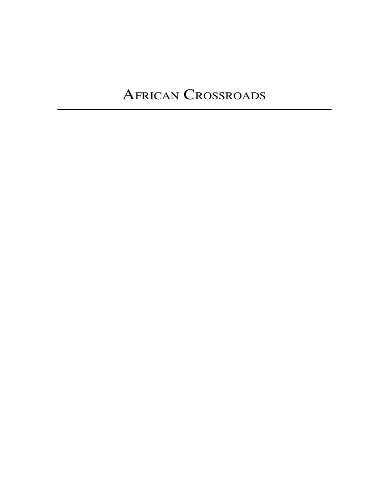 African Crossroads Intersections Between History and Anthropology in ...