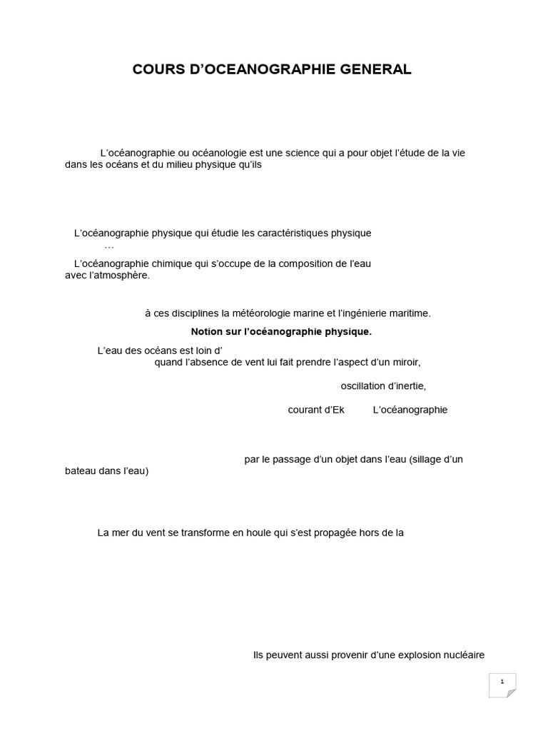 Cours d'Océanographie Générale | PDF | La navigation | Hydrographie