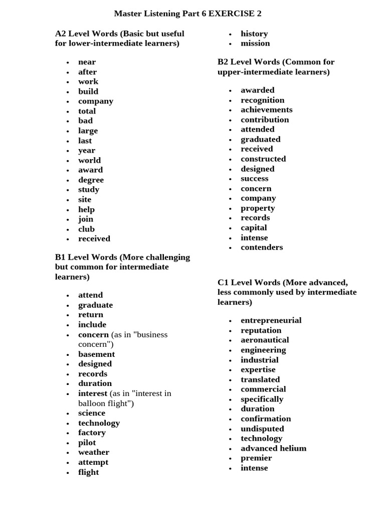 EXERCISE 2 Part 6 Master Listening | PDF