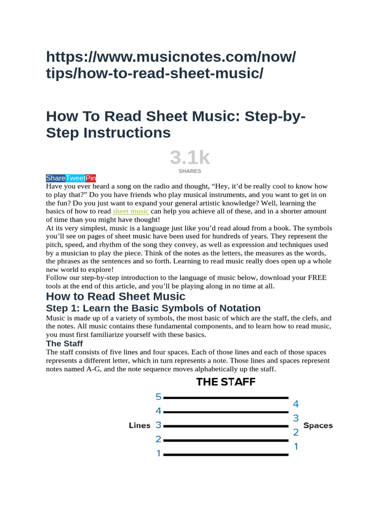 How to Read Sheet Music Guide | PDF | Tempo | Clef