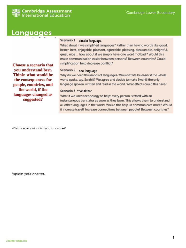 Language Lesson 1 | PDF