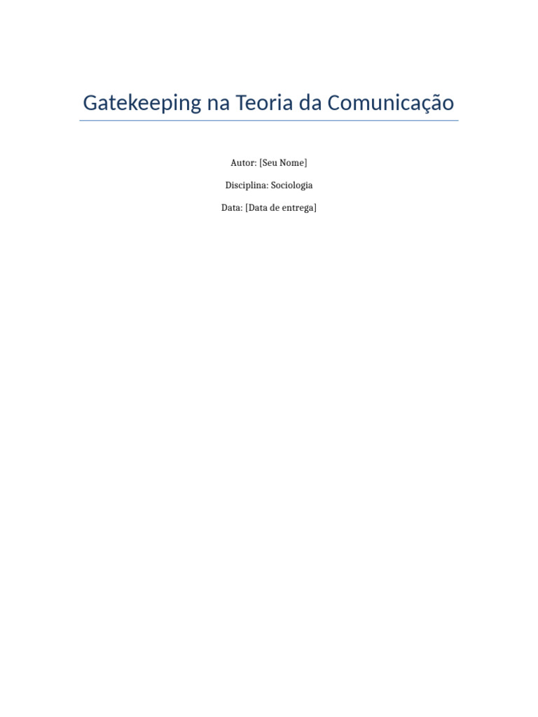 Gatekeeping Teoria Comunicacao | PDF