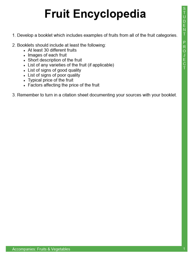 Fruit Encyclopedia Project Guidelines | PDF