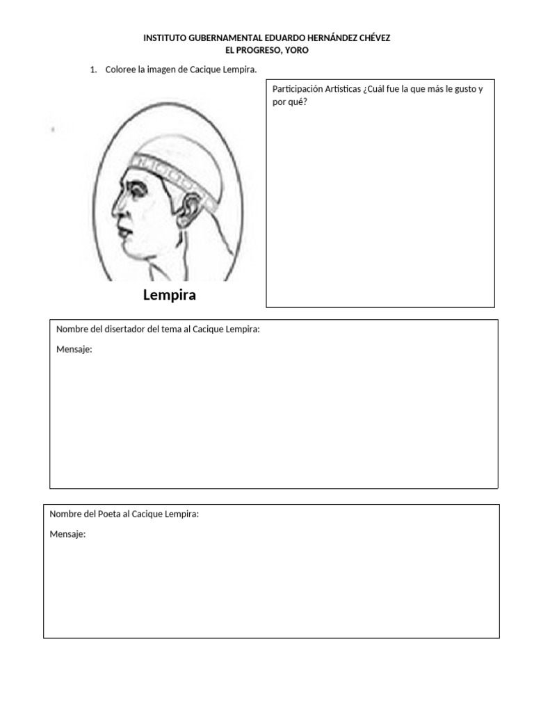 Cacique Lempira para Colorear | PDF