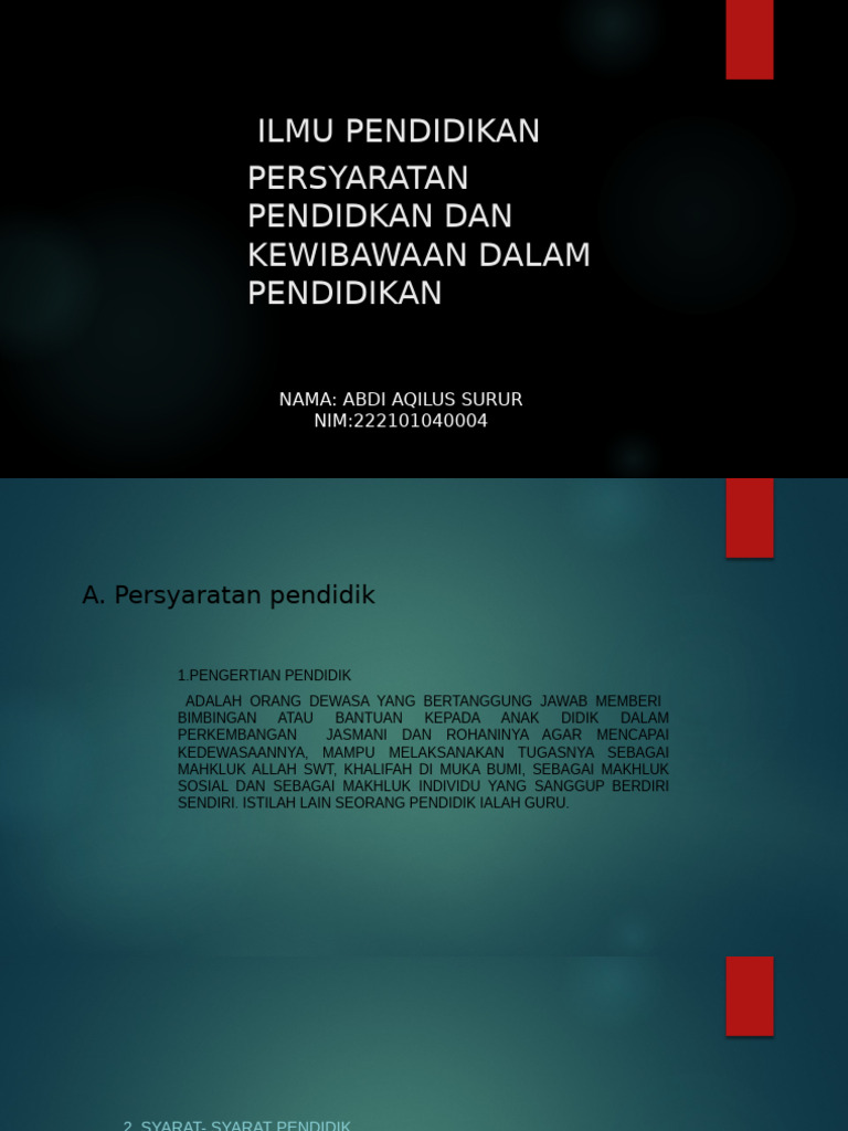 Persyaratan dan Kewibawaan Pendidik | PDF