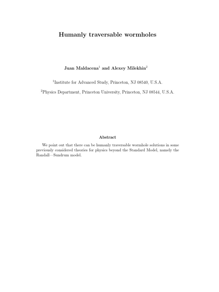 Humanly Traversable Wormholes Explained | PDF | Black Hole | Gravity