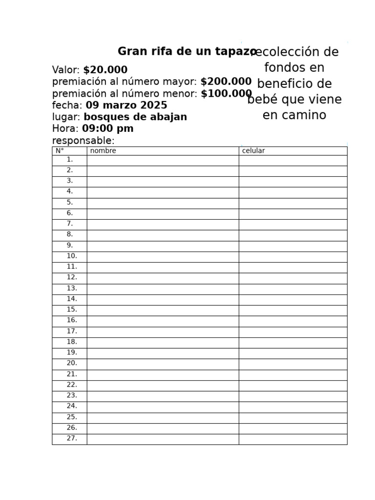 Gran Rifa de Un Tapazo | PDF