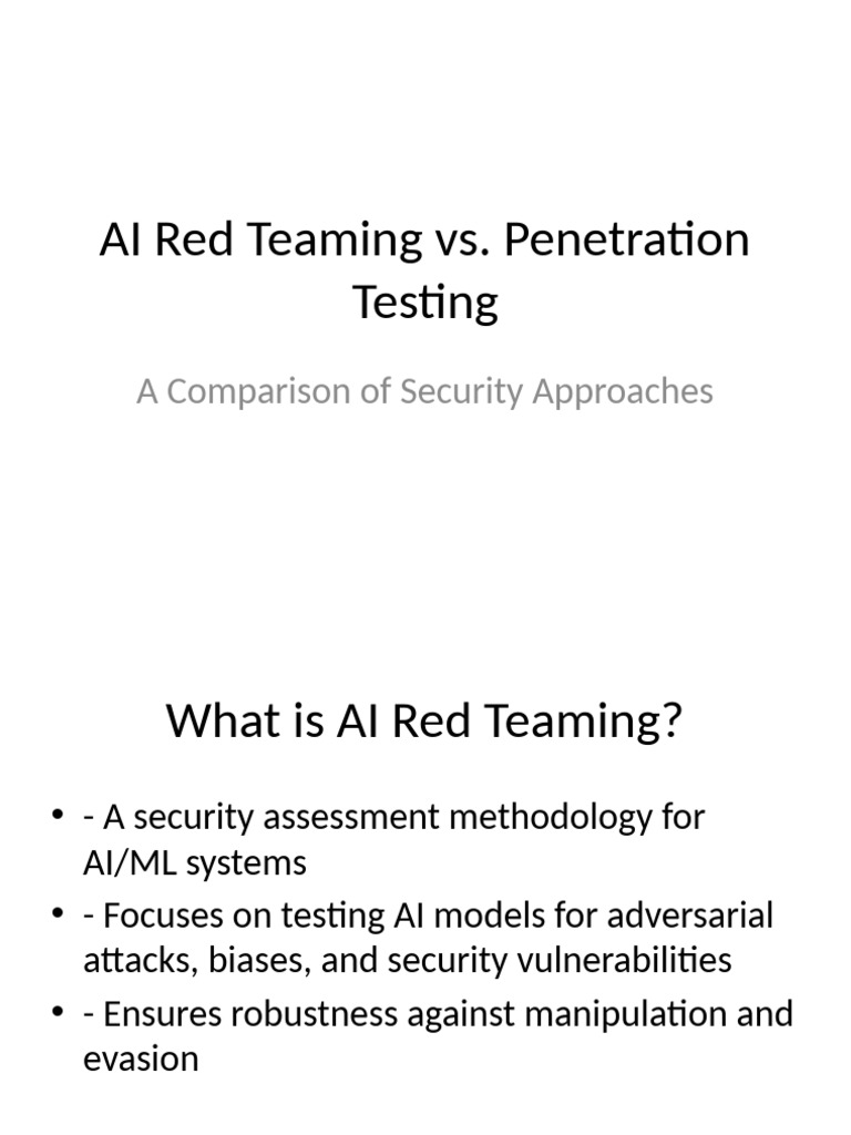 AI Red Teaming Vs Pentesting | PDF | Penetration Test | Security