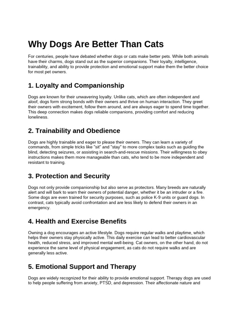 Why Dogs Are Better Than Cats | PDF | Dogs | Pet