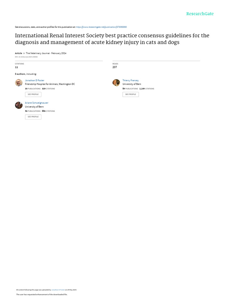 Acute Kidney Injury Guidelines for Cats & Dogs | PDF | Chronic Kidney ...