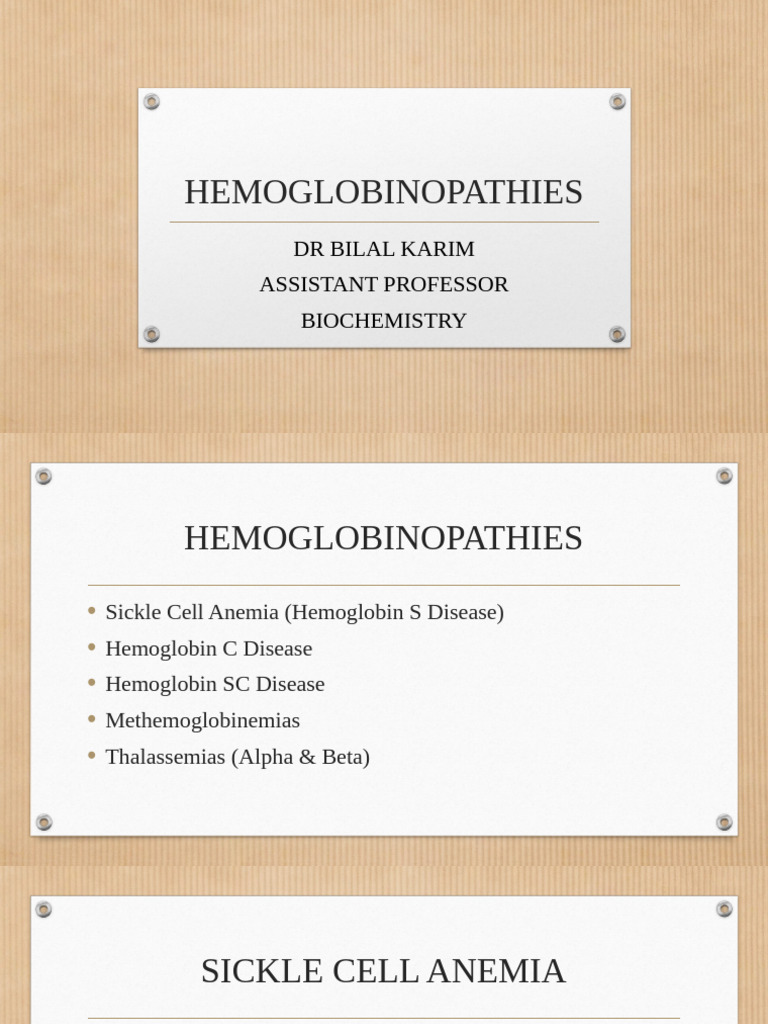Hemoglobinopathies Overview | PDF | Hemoglobin | Diseases And Disorders