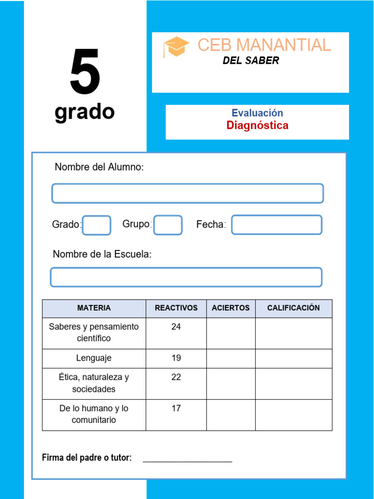 Evaluación Diagnóstica 5to Grado | PDF | Flores | Libertad