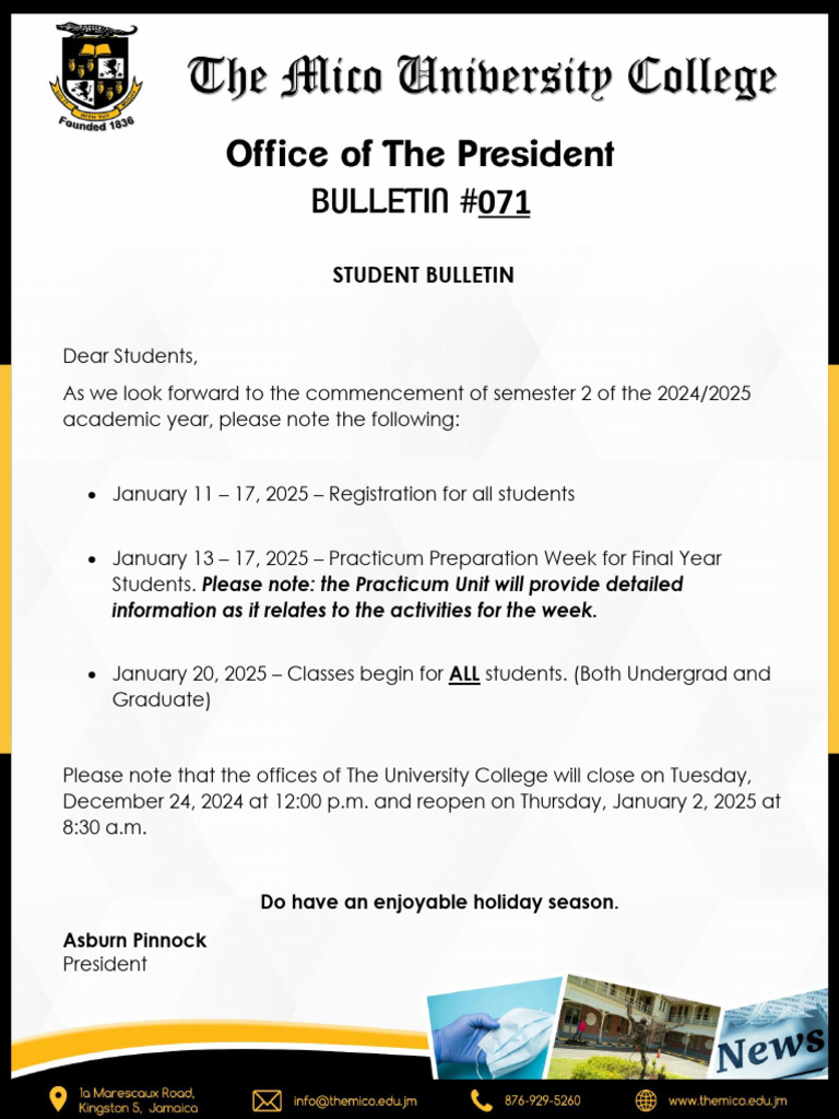 Semester 2 2024/2025 Student Bulletin | PDF